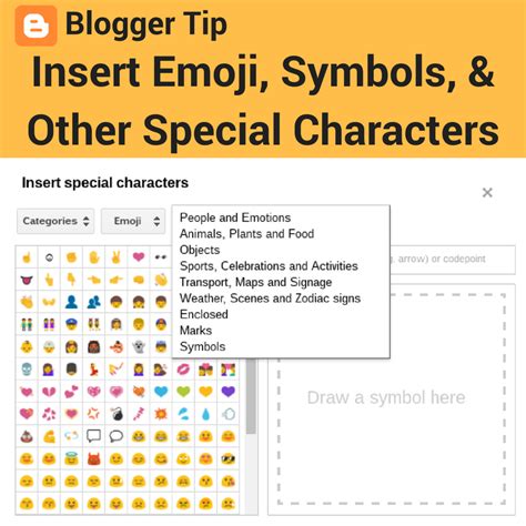 Blogger Tip Insert Emoji Symbols And Other Special Characters Into