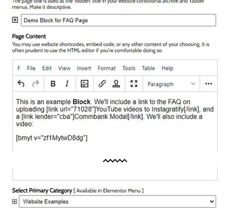 creating basic website blocks and returning content with elementor or