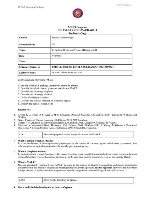 Slp F Lymphoid Iii Pdf Lymphatic System Lymph Node
