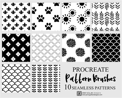 Procreate Brushes Seamless Pattern Brush Bundle Variety Etsy