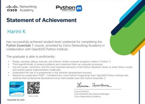 harini k on linkedin pythonessentials cisconetworkingacademy programmingjourney