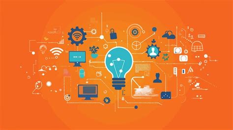 Technology Icon Design Over Orange Background Vector Premium AI Generated Vector