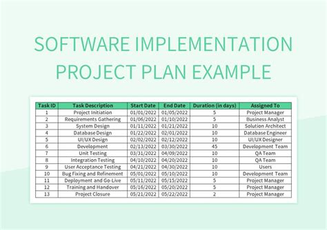 Software Implementation Project Plan Example Excel Template And Google Sheets File For Free