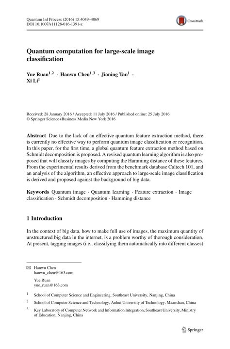 PDF Quantum Computation For Large Scale Image Classification