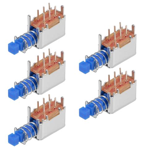 Unique Bargains Push Button Switch DPDT Pin Position Self Locking Blue Pcs Walmart Com