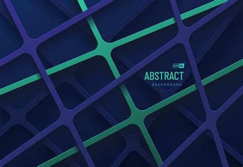 추상 녹색과 진한 파란색 기하학적 선이 어두운 배경의 레이어를 겹칩니다 현대 기술 미래 지향적 인 디자인 커버 템플릿 포스터 배너 웹 전단지 인쇄 광고에 사용할 수 있습니다