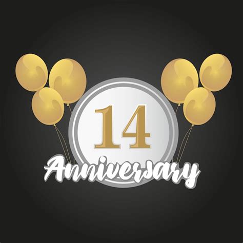 Fondo De Tarjeta De Felicitación De Globos De Feliz 14 Aniversario