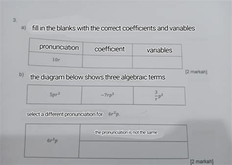 3 Fill In The Blanks With The Correct Coefficient Gauthmath