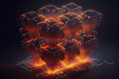 Connected Glowing 3d Grid Digitalization Wave Network Created Stock