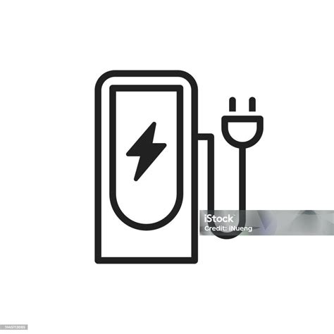 전기 자동차 충전소 아이콘입니다 흰색 배경에 격리된 플러그인 전기 자동차 충전 라인 아이콘 친환경 차량 개념 벡터 0명에 대한