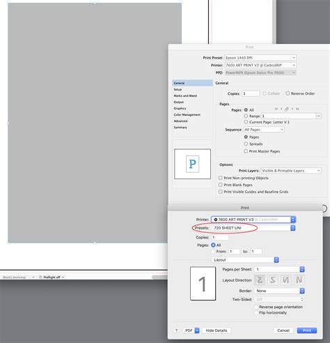 indesign script print with specific printer pres adobe product