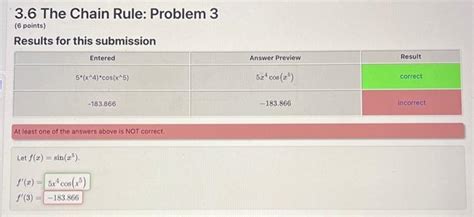 solved 3 6 the chain rule problem 3 6 points results for