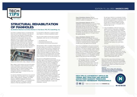 Structural Rehabilitation Of Manholes Nassco