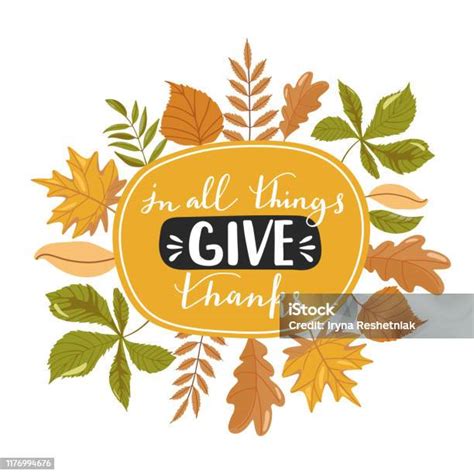 추수 감사절에 대한 타이포그래피 구성 다양한 단풍과 동그라미 모양의 글자 감사합니다에 대한 스톡 벡터 아트 및 기타 이미지 감사합니다 주기 추수감사절 Istock
