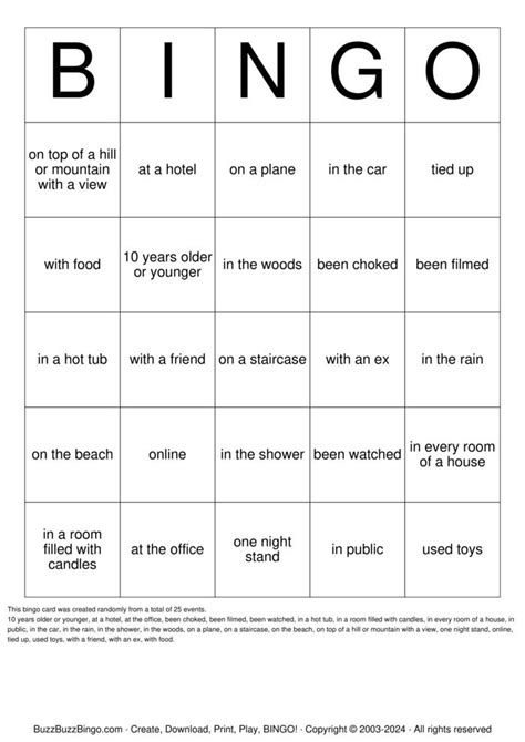 Sex Bingo Cards To Download Print And Customize