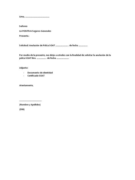 Modelo De Carta De Anulación Pdf