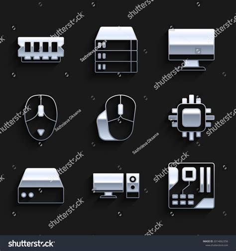 Set Computer Mouse Monitor Motherboard Digital Stock Vector Royalty Free 2014062356 Shutterstock