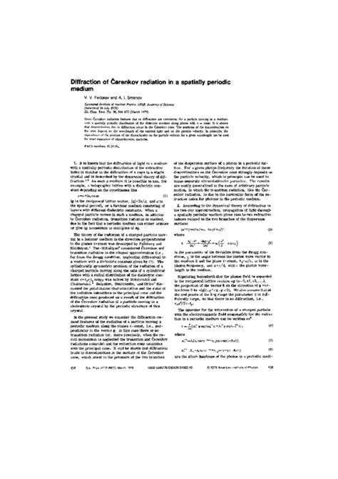 Pdf Diffraction Of Cerenkov Radiation In A Spatially Periodic Medium