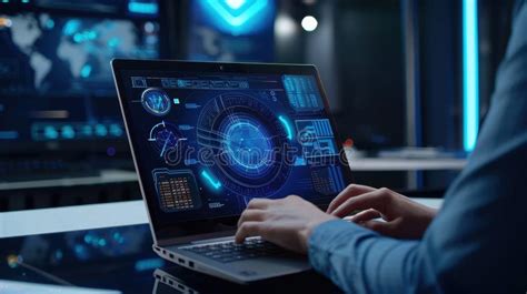 The Futuristic Data Analysis Laptop Ai Generated Image Stock Image Image Of Engineering