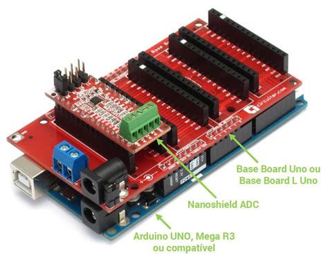 adc conversor analógico digital de 4 canais shields compatíveis com