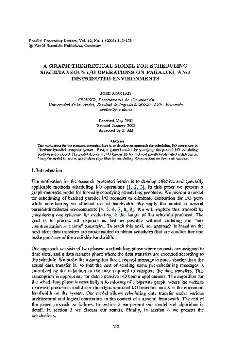 Pdf A Graph Theoretical Model For Scheduling Simultaneous Io Operations On Parallel And