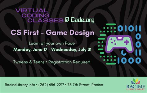 Virtual Coding Classes Summer 2024 Racine Public Library