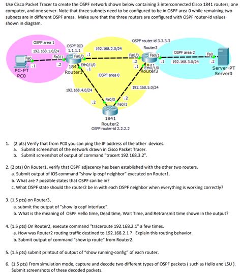 solved use cisco packet tracer to create the ospf network