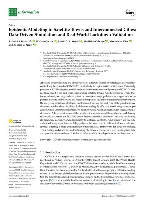 Pdf Epidemic Modeling In Satellite Towns And Interconnected Cities Data Driven Simulation And