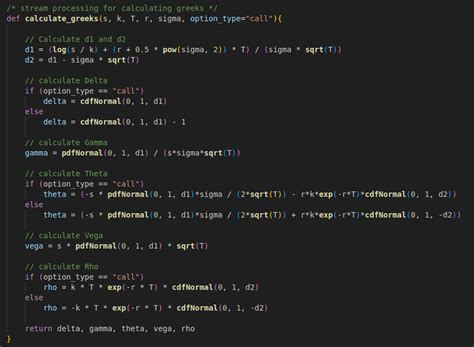 coding towards cfa 15 real time option greeks calculation with