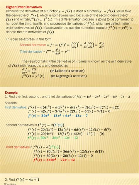 Lesson 7 Higher Derivative And Implicit Pdf Derivative Function