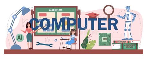 Computer Typographic Header It Education Student Write Software Stock Vector Illustration Of