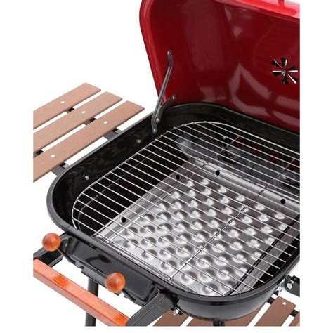 Americana 50 Red Swinger Charcoal Grill With Two Side Tables And Bottom