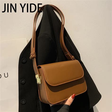 JIN YIDE 여성용 스몰 스퀘어 백 PU 가죽 크로스 바디 백 브랜드 잠금 숄더 핸드백 지갑 겨울 AliExpress