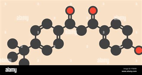 Avobenzone Sunscreen Molecule Uv Filter Stylized Skeletal Formula