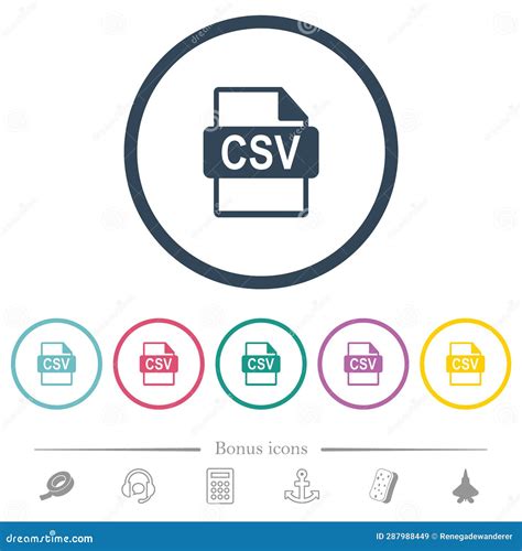 csv file format flat color icons in round outlines stock illustration