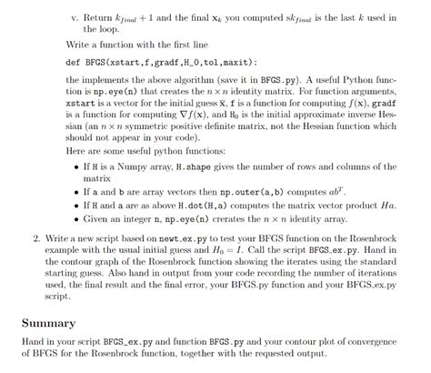 The Basic Bfgs Method Has The Following Steps I