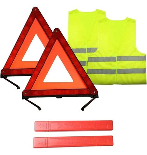 Tourking 비상 경고 삼각형 반사 조끼 키트 접이식 자동차 도로변 2개 고장 사태를 위한 가시성 2 티몬