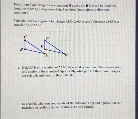 solved definition two triangles are congruent if and only