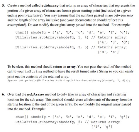 Solved Create A Method Called Subarray That Returns An Array
