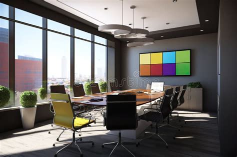 virtual workspace 3d rendering of a professional business meeting room