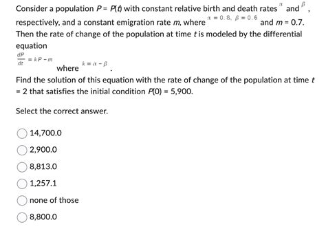 Solved Consider A Population P P T With Constant Relative Chegg Com
