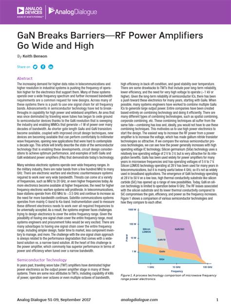 Rf Power Amplifiers Go Wide And High Pdf Amplifier Field Effect Transistor
