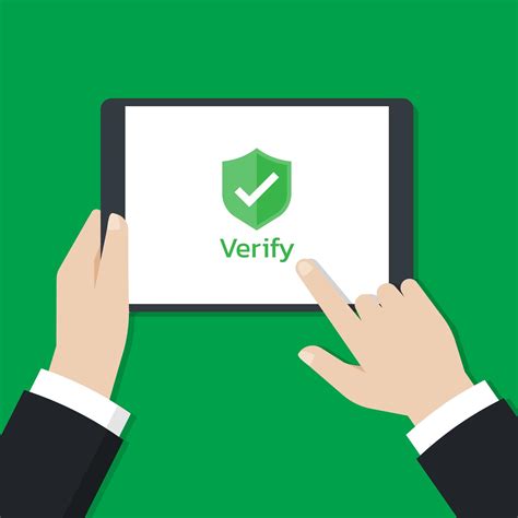 Businessman Using A Tablet To Tap A Verify Button 1752096 Vector Art At