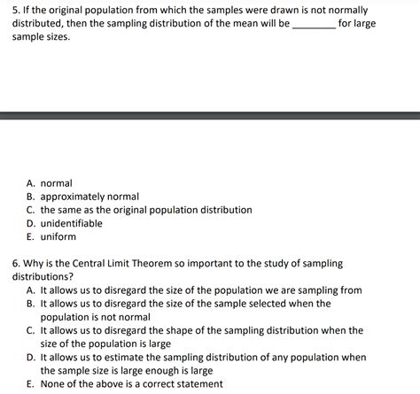 Solved 5 If The Original Population From Which The Samples