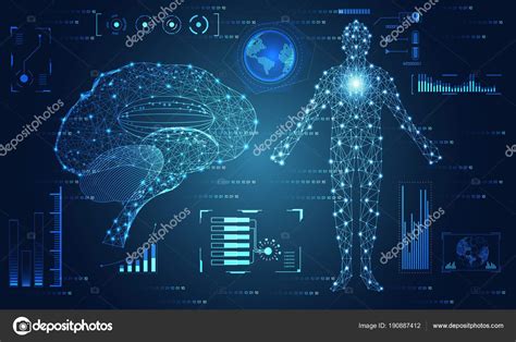 Abstract Technology Futuristic Concept Brain Human Body Hud Interface Hologram Stock Vector