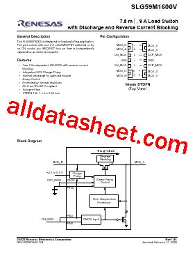 SLG59M1600VTR Datasheet PDF Renesas Technology Corp