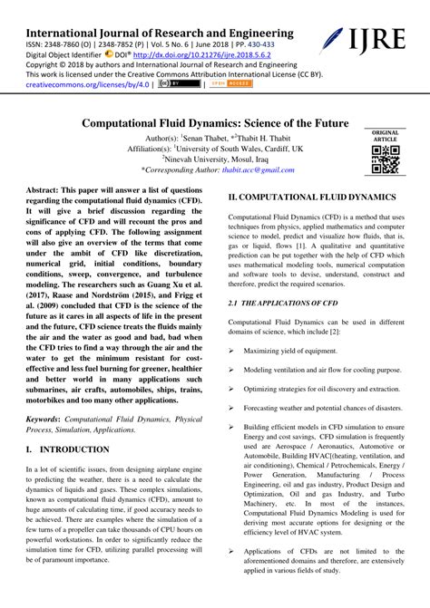 pdf computational fluid dynamics science of the future