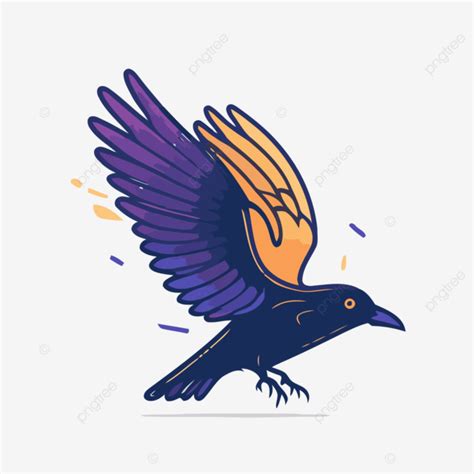 Crow Bird With Wings Flying Vector A Lineal Icon Depicting Flying Crow