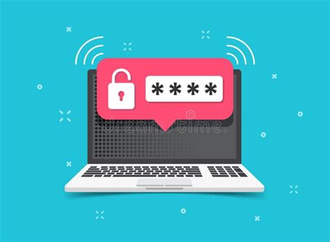 Laptop With Account Login Icon In Flat Style Password Form Page Vector