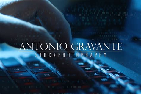 Man Typing On A Computer Keyboard With Binary Code Overlay Graphic By AntonioGravante Creative